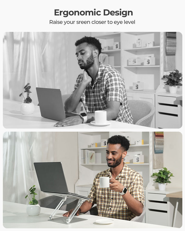 Lamicall Ergonomic Adjustable Laptop Stand for Desk, Portable Foldable