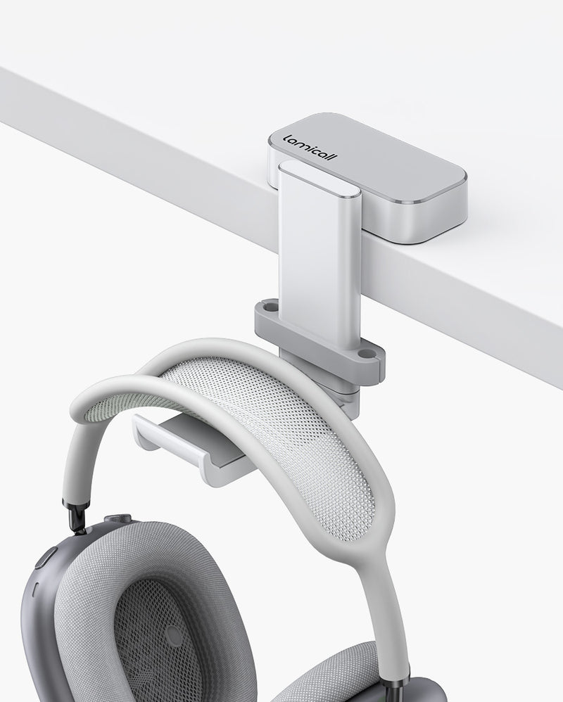 Lamicall Headphone Stand, 360 Degree Rotation Sticky Headset Hanger wi