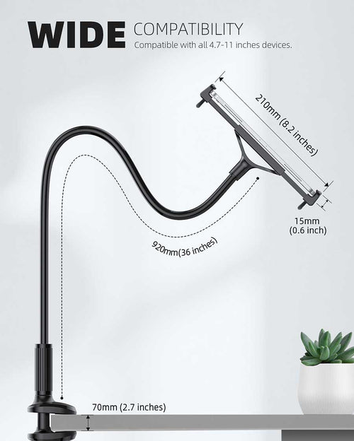 Lamicall Gooseneck Tablet Mount Holder for Bed - Flexible Tablet Arm C