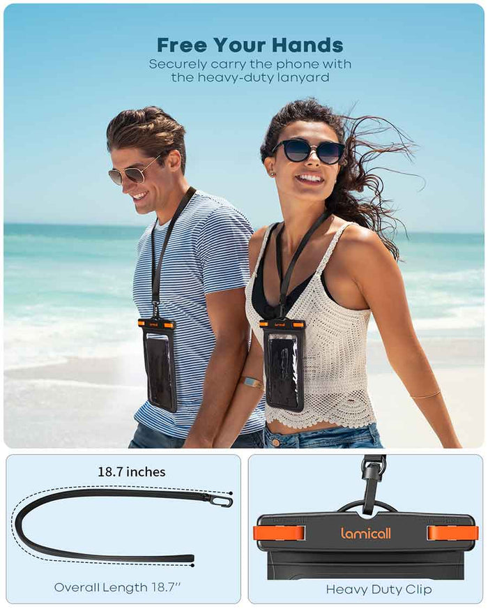 Lamicall Waterproof Phone Pouch Case - [Easy Lock & Heavy Duty] IPX8 W
