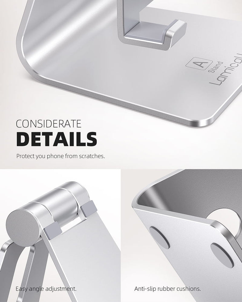 Lamicall Adjustable Cell Phone Stand, Aluminum Desktop Phone Dock Hold