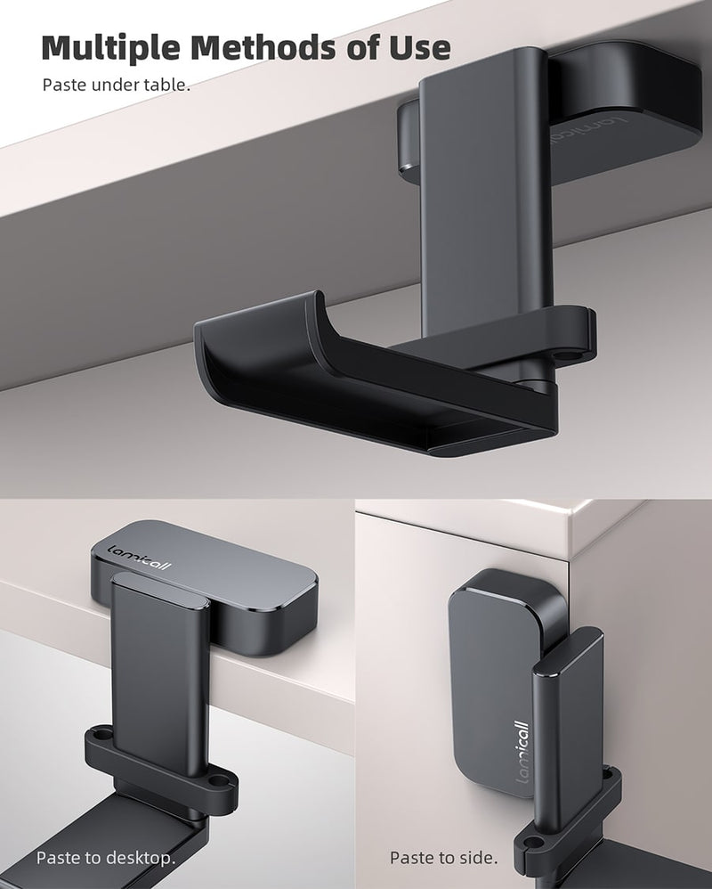 Lamicall Headphone Stand, 360 Degree Rotation Sticky Headset Hanger wi