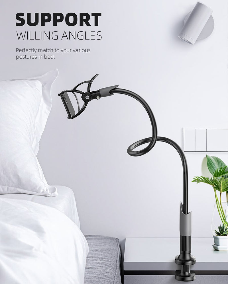 Lamicall Phone Holder Bed Gooseneck Mount - Cell Phone Clamp Clip for